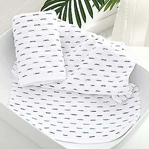 YiLUOMO White Hand Towels Black to Blue Striped Design Super Soft 100% Terry Cotton Highly Absorbent Decorative Hand Towel for Bathroom (13 x 29 Inch, 2 Pieces)