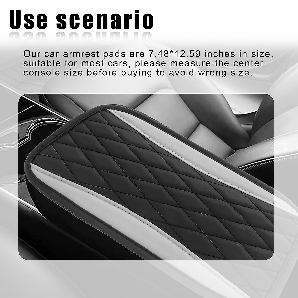Car Center Console Cushion Pad Accessories Interior Protection Universal Leather Waterproof and Anti-scratch Armrest Seat Box Cover Profector for Most Car SUV Vehicle (Grey)
