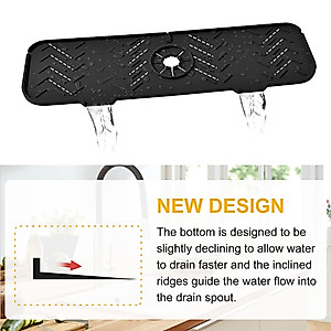 Kitchen Sink Splash Guard, Silicone Faucet Handle Drip Catcher Tray, Kitchen Sponge Holder Faucet Absorbent Sink Protectors Mat for Kitchen Bathroom Sink Accessories 19.7" x 5.6"