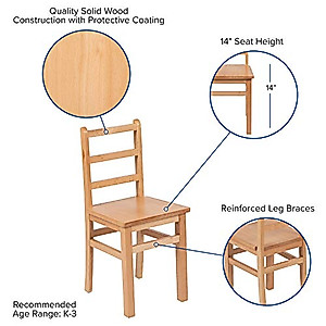 Flash Furniture Kyndl Kids Natural Solid Wood Table and Chair Set for Classroom, Playroom, Kitchen