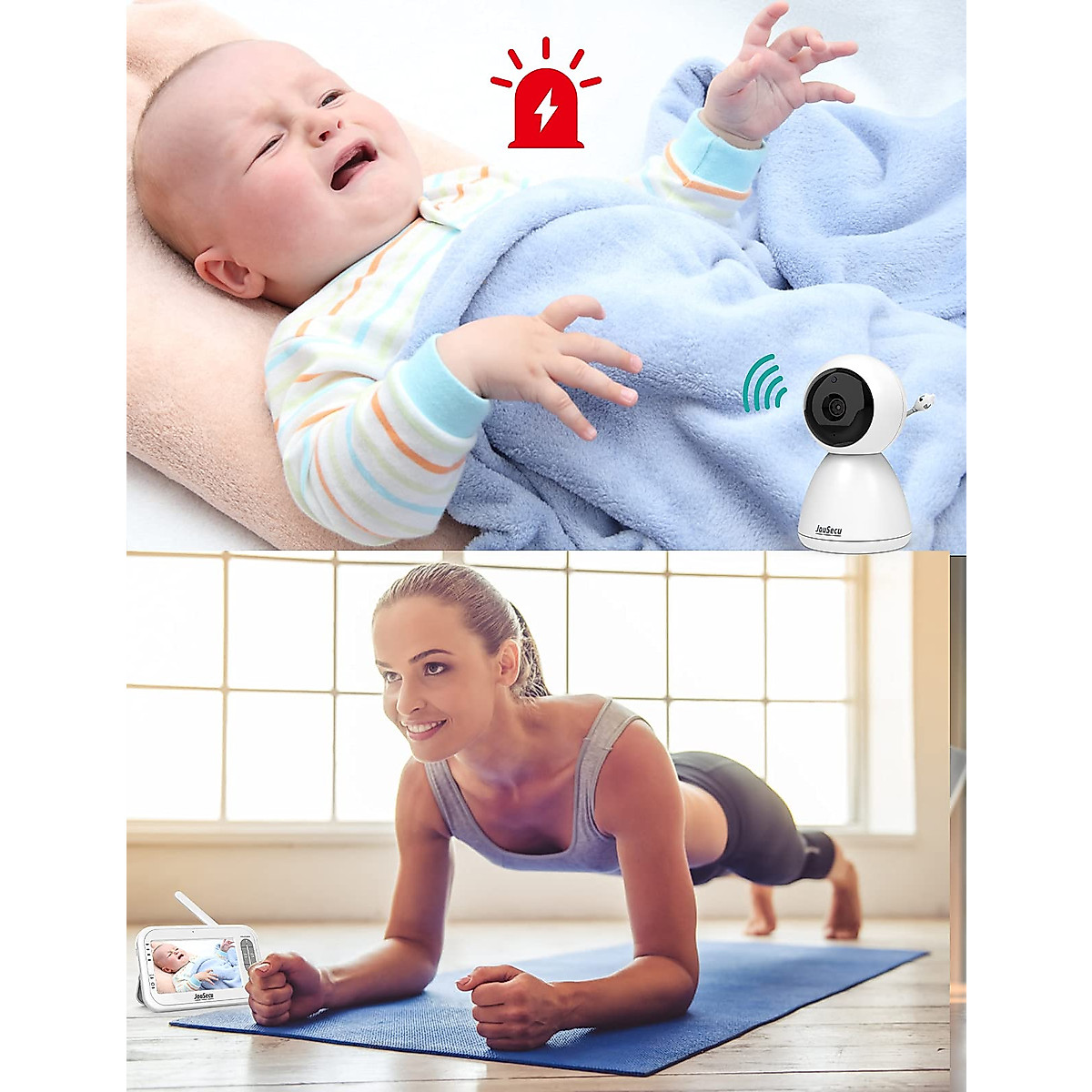 Baby Monitor with 2 Camera and Audio 4.3" LCD Split Screen 1000ft Range Rechargeable Battery 2-Way Audio Baby Crying Detection Night Vision Temperature Detection (No Remote pan-tilt-Zoom Function)