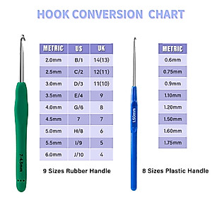 Crochet Hooks 43 Pcs,Drawdart 17 Sizes Ergonomic Crochet Hook Set with Case and Crochet Accessories,Extra Long Crochet Needles for Arthritic Hands,Crochet Kits Suitable for Knitter Enthusiasts