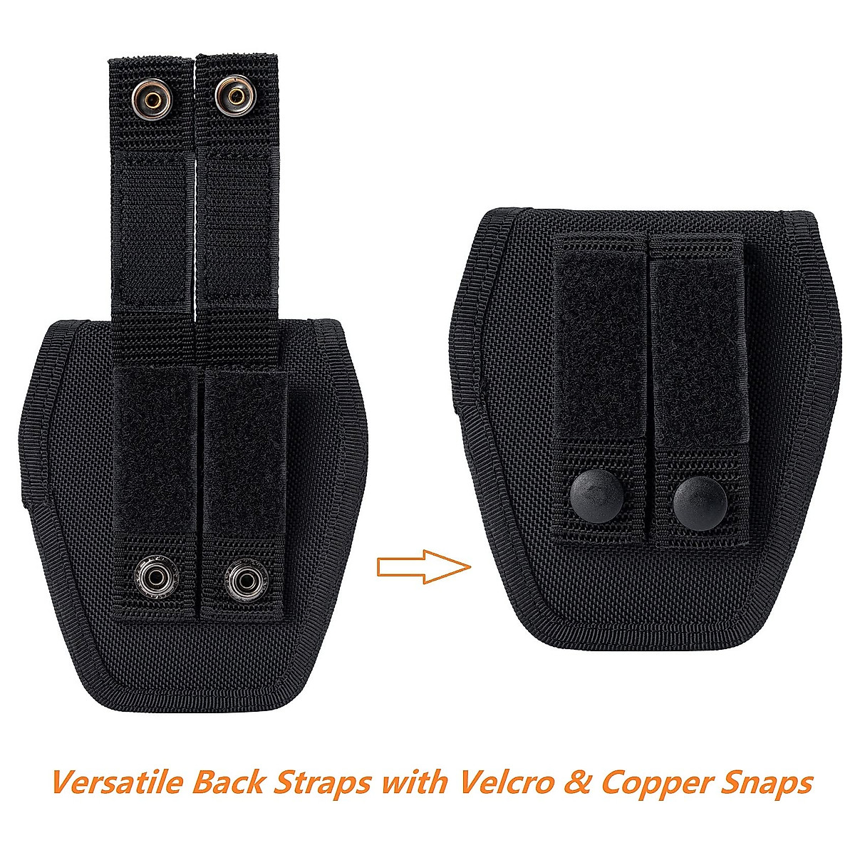 TACNEX Handcuff Case w/Belt MOLLE Strap Clip Cuff Pouch fits Standard Chained/Hinged Handcuffs Nylon Holster Holder Police Law Enforcement Security Corrections Officer Top Flap w/Snap