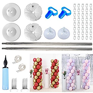 AUGURO balloon column kit set of 2 metal adjustable balloon stand 8ft balloon tower stand kit with base Decorations for Baby Shower Graduation Birthday Wedding Party