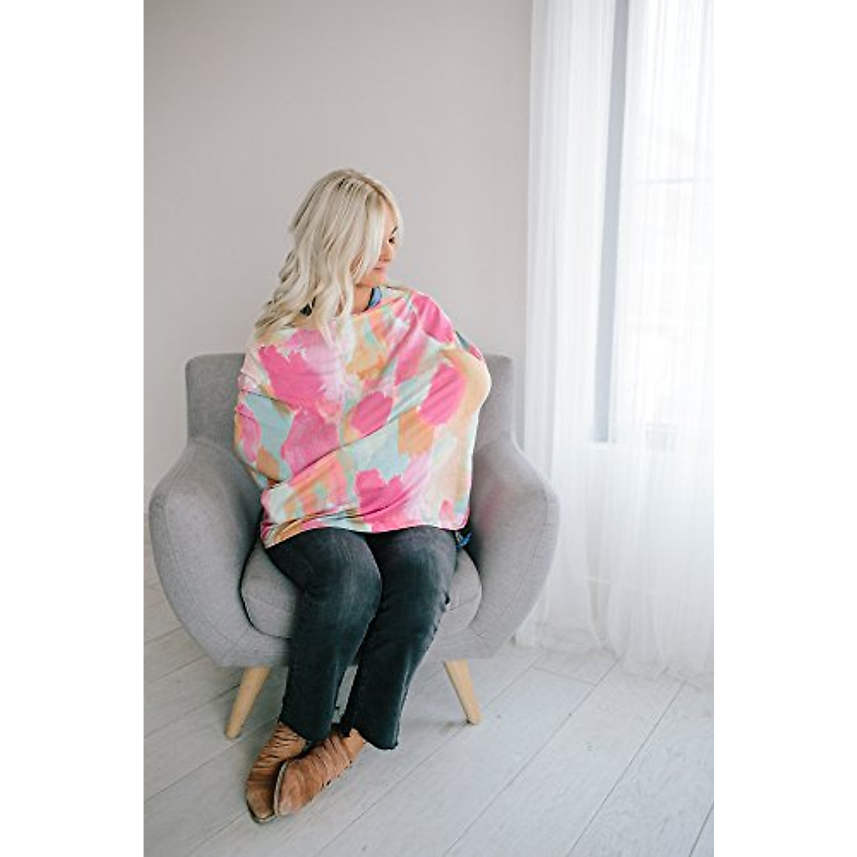 Baby Car Seat Cover Canopy and Nursing Cover Multi-Use Stretchy 5 in 1 Gift"Monet" by Copper Pearl