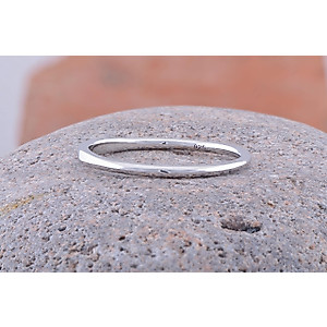SILVERCLOSEOUT Rhodium Plated Sterling Silver Ladies Dainty Stacking Dream Ring - Size 9