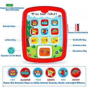 Baby Tablet Toys for 1 Year Old Boy, 1 Year Old Girl Toys Light up Infant Toddler My First Learning Tablet Toy 12 Month Toys 6-12 12-18 18-24 Months, Gifts for 1 2 3 Year Old Kids Boys Girls