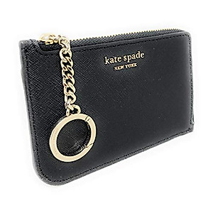 Kate Spade New York Medium L-Zip Leather Card Holder Keychain Black