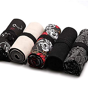FZBNSRKO Canvas Pencil Wrap,36 Slots Colored Pencil Roll Up Wrap,Travel Drawing Coloring Pencil Holder Organizers with 36 Slots for Student Artist Adult(Black White Tree)