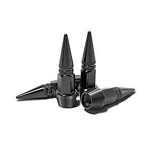 Osilly Car Tire Valve Caps, 4PCS Long Impale Spike Style Aluminum Alloy Auto Tire Wheel Valve Stem Caps, Dustproof & Waterproof, Universal for Cars, SUVs, Trucks, Bicycles and Motorcycles (Black)