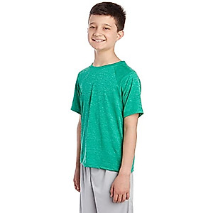 iXtreme Boys' Active T-Shirt - 5 Pack Performance Dry-Fit Short Sleeve Sports Tee - Athletic Workout Shirt for Boys (6-18), Size 6-7, Green/Navy/White/Black/Grey Marble