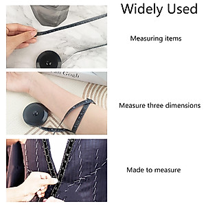 3 Pack Tape Measure Retractable Measuring for Body Fabric Sewing Tailor Cloth Knitting Craft Weight Loss Measurements Retractable Black Dual Sided Tape Measure Body Measuring 60-inch 1.5 Meter