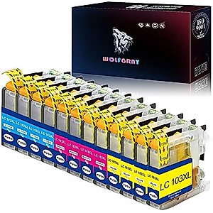 Wolfgray LC103 XL Compatible Replacement for Brother LC103XL LC103 Ink Cartridges for Brother MFC J870DW J450DW J470DW J650DW J6720DW J4410DW J4510DW J4710DW J4310DW J285DW 475DW (12 Color, 4C+4M+4Y)