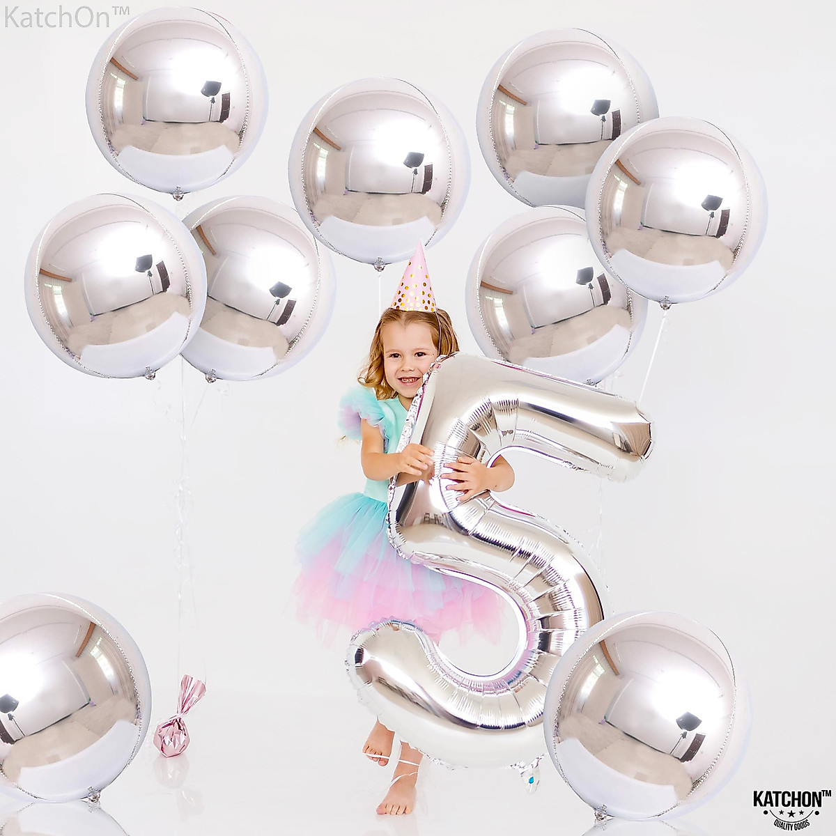 KatchOn, Big Silver Mylar Balloons - 22 Inch, Pack of 12 | Silver Foil Balloons | Silver Balloons, Silver Chrome Balloons | Mirror Balloons, New Years Balloons for New Years Eve Party Supplies 2025