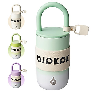 BJPKPK 13oz Insulated Stainless Steel Loop Tumbler With Lid And Handle Travel Coffee Mug Thermal Cup,Green Fog