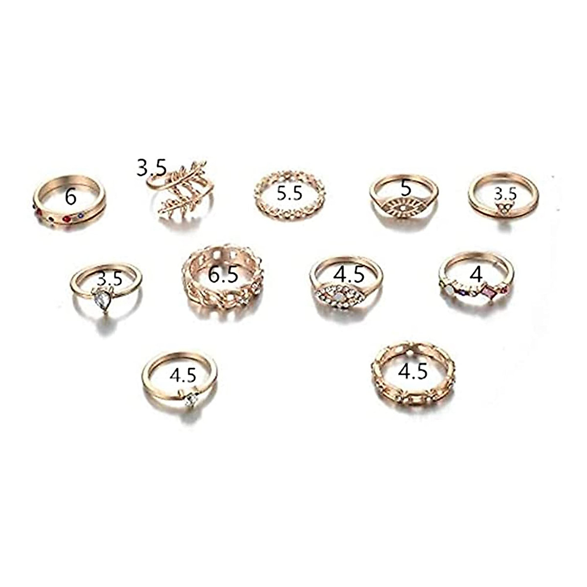 BERYUAN Trendy Gold Mid Finger Rings for Women Rings Set Eye Knuckle Rings for Women Jewelry Rings Size 3.5,4,4.5,5,5.5,6,6.5