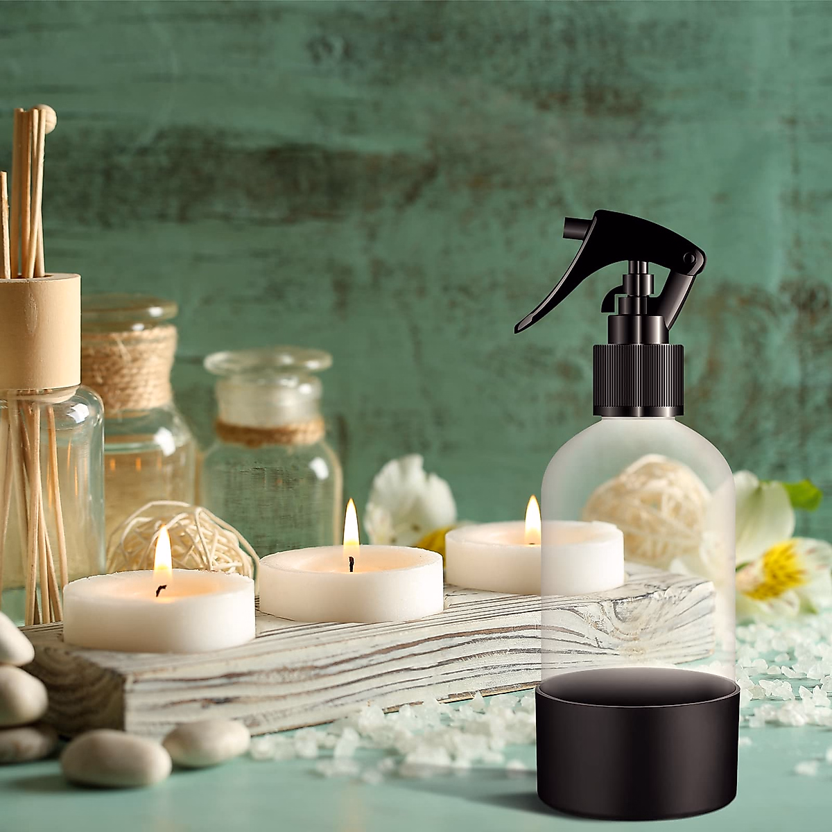 Honeydak 3 Pieces Silicone Sleeve Bottom Base Accessories for 16 oz Spray Bottles Anti Slip Cosmetic Spray Bottom Cover Washable Rubber Bottom Base for 12 to 24 oz Water Bottles (Grey, Black, White)