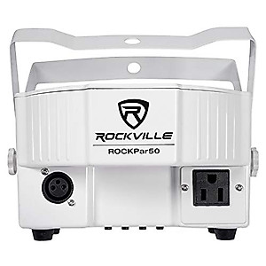 (2) Rockville LED RGB Par Can Wash Light Bundle: DJ/Club/Stage Wash Light, (1) Universal Travel Bag, (1) 25ft 3 Pin DMX Lighting Cable, (1) 10ft 3 Pin DMX Lighting Cable (5 Items)