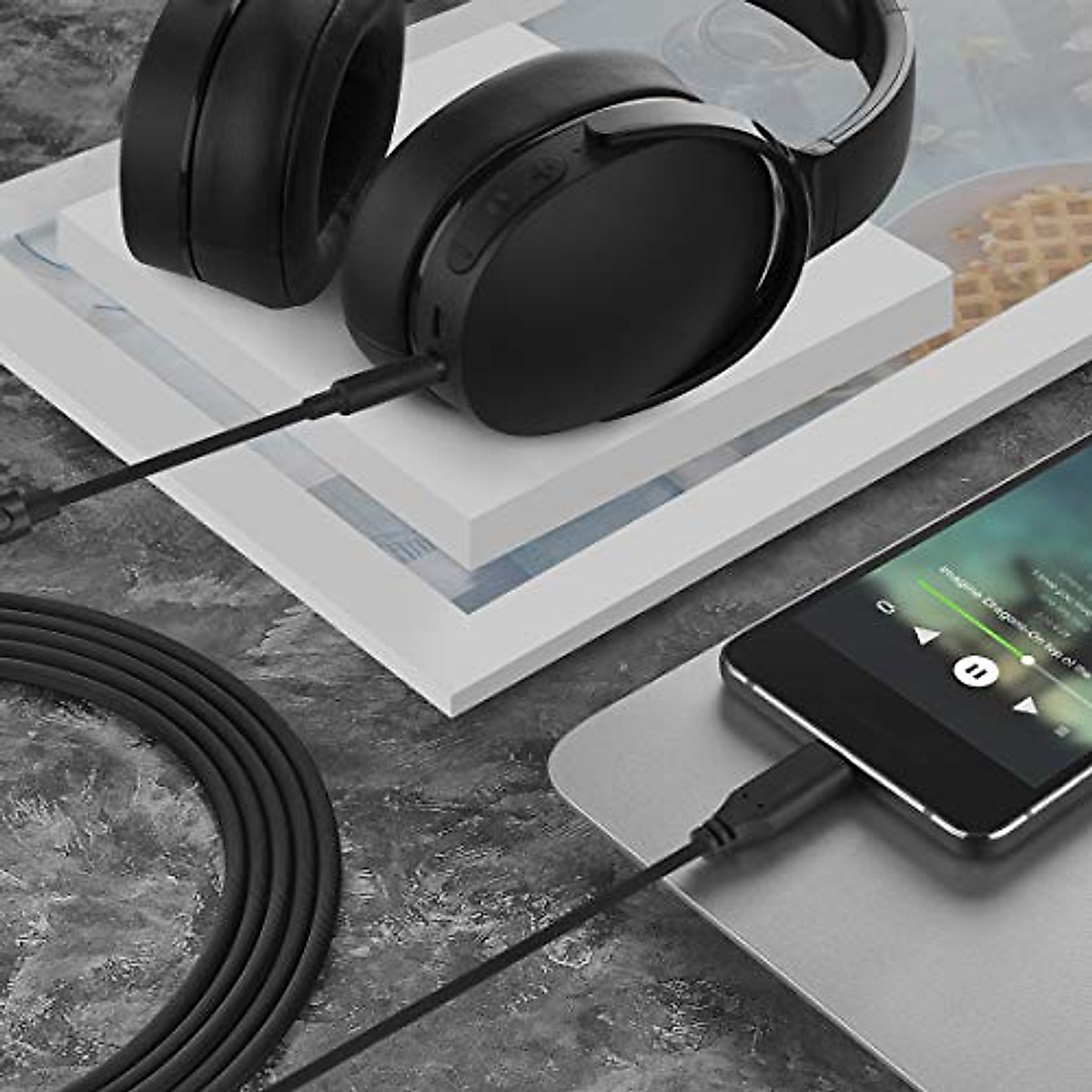 GEEKRIA QuickFit USB-C Digital to Audio Cable with Mic Compatible with Skullcandy Hesh Evo, Crusher Evo, Crusher Cable, Type-C Aux Audio Cord for Pixel 6/5/4a, S20+, Note 10/20 (4 ft / 1.2 m)