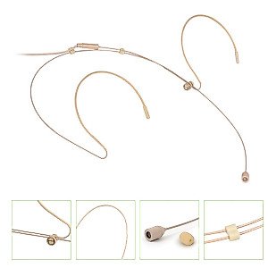 Haoin Headset Microphone Double Over Ear Earset Over Ear Headworn Mic Compatible with Audio-Technica Wireless System Bodypack Transmitter with 1.2m Cable Windscreen Hirose 4 Pin Plug