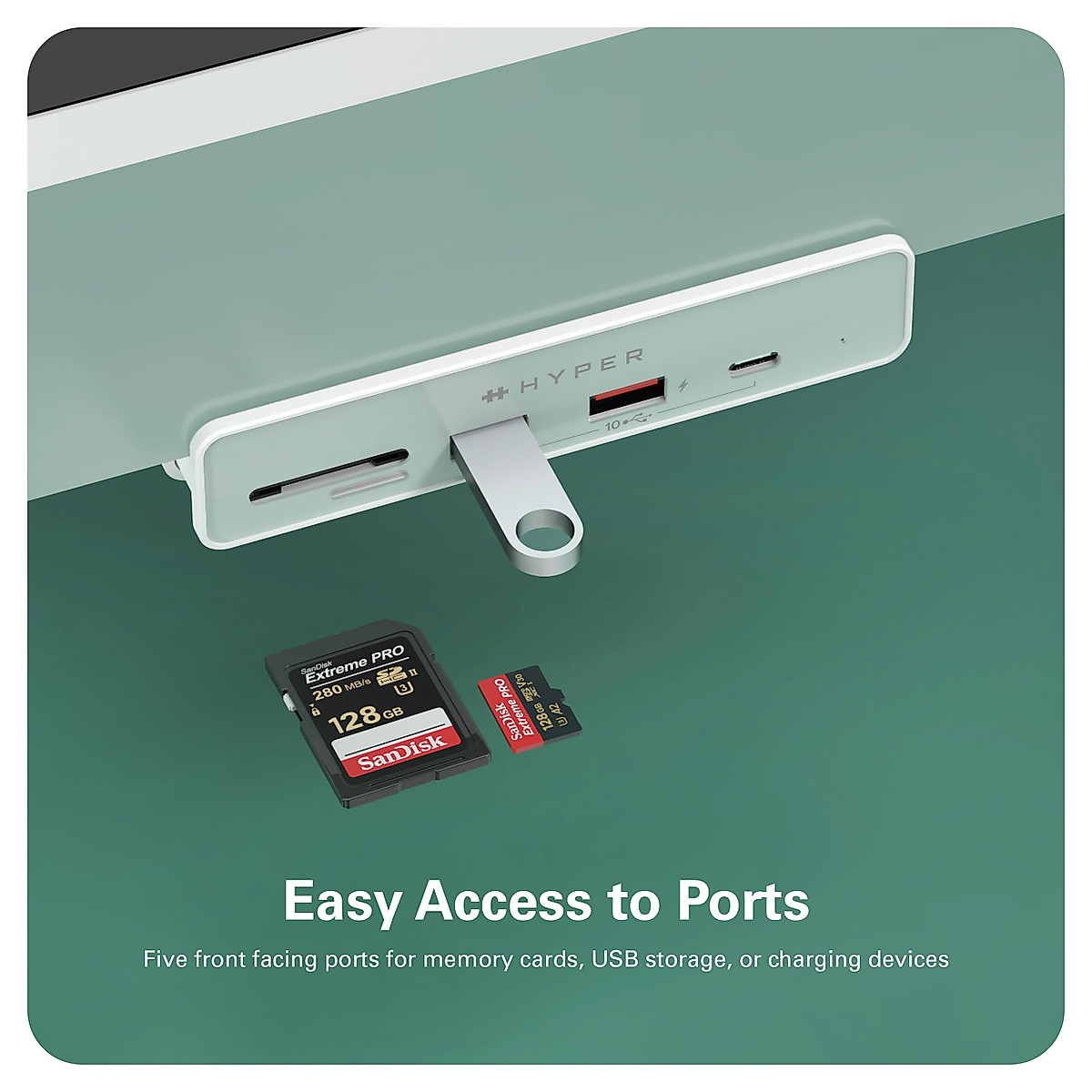 HyperDrive iMac USB Hub Adapter, 6in1 iMac Accessories: HDMI 4K60Hz, USB-C 10Gbps, 2 USB-A 10Gbps, SD UHS-I, MicroSD UHS-I for iMac 2021 24 inch