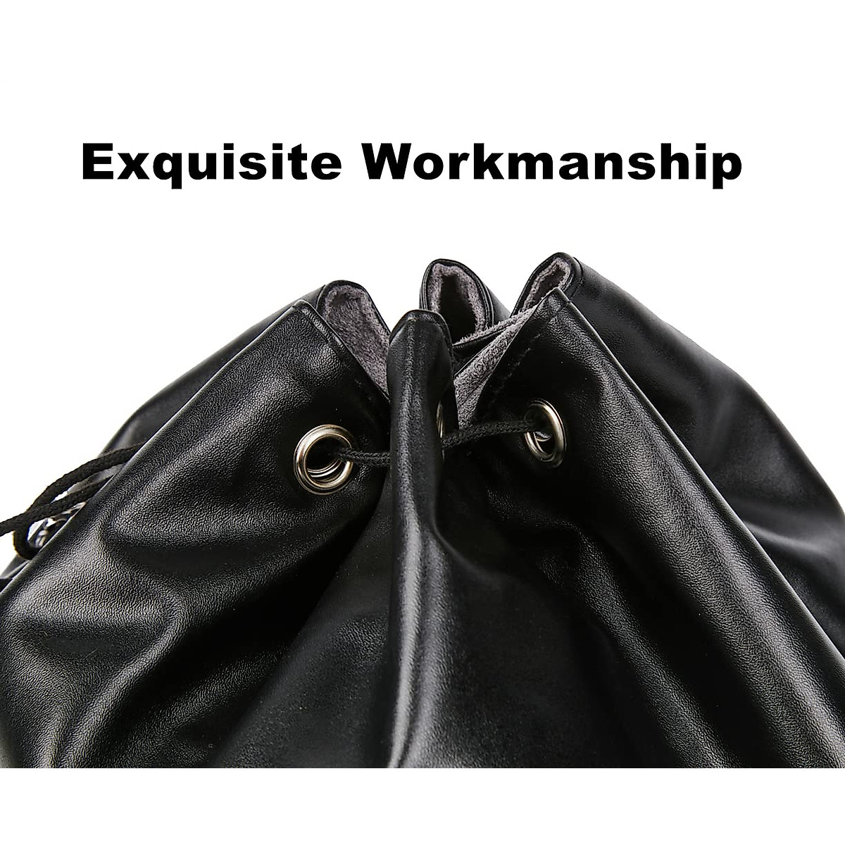 PUGED Large DND Dice Dragon Leather Drawstring Bags with Pockets Storage Bag for RPG MTG Game Dices Capacity Over 1000 Dice (Black)