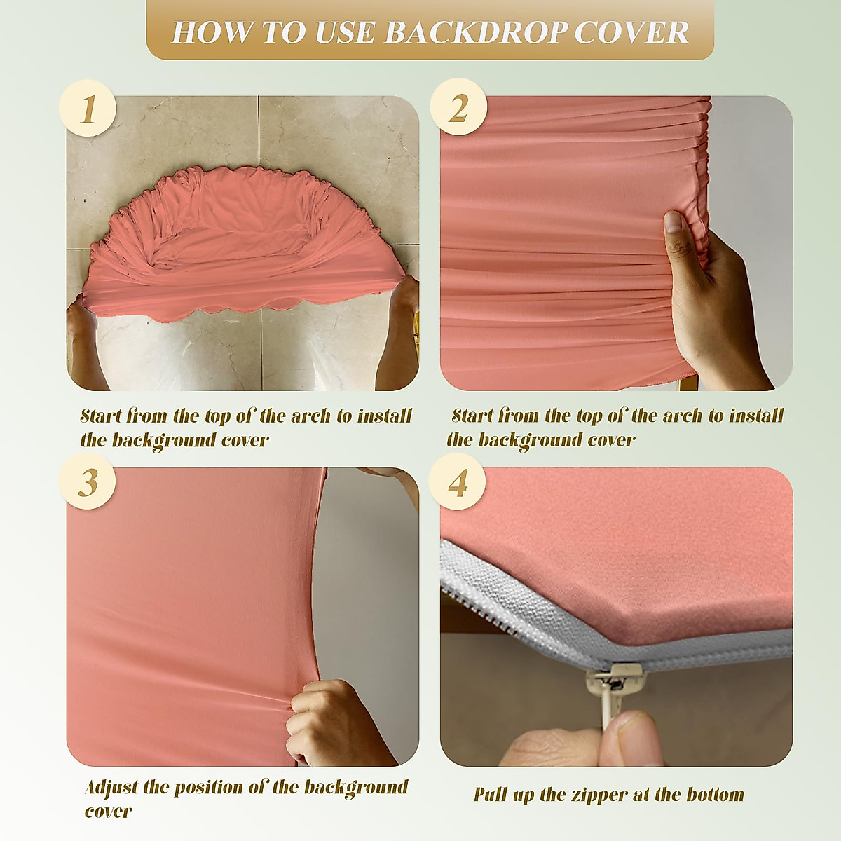 Spandex Fitted Arch Backdrop Cover Chiara Arch Cover Backdrop Fabric,2-Sided Wedding Arch Cover for Wedding Ceremony Birthday Party Baby Shower Banquet Decoration(Dusty Rose, 3.3 x 6.6 ft)