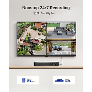 ANNKE Security Camera System, 3K Lite 5-in-1 H.265+ 8CH DVR with 1TB Hard Drive and (4) 1080p (2MP) Weatherproof Surveillance Wired Cams, AI Human/Vehicle Detection, 100ft Night Vision, Email Alert