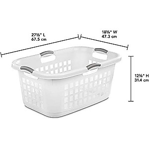 Sterilite 12168006 2 Bushel 71L Ultra Laundry Basket, White w/Titanium handles, 6 pack