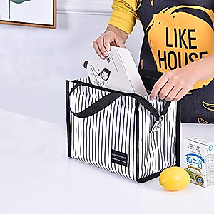 Pack of 2 Insulated Lunch Bag for Women Men, Stylish Lunch Tote Bag, Medium + Large Handbag with Zipper Lunch Box for Work, School, Shopping