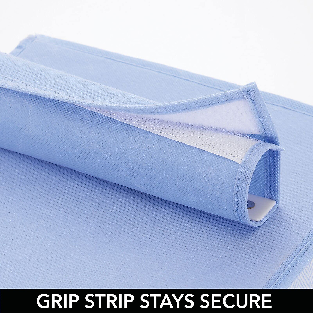 mDesign Soft Fabric Over Closet Rod Hanging Storage Organizer with 7 Shelves and 3 Removable Drawers for Child/Kids Room or Nursery - Herringbone Print - Blue