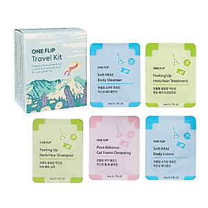 Korean Skin Care Travel Size Toiletries Kit for Women 10PCS - K Beauty Must Haves Essentials of Beauty - Shampoo, Conditioner, Foam Cleanser, Body Cleasnser, Body Lotion with Pouch (Blue)