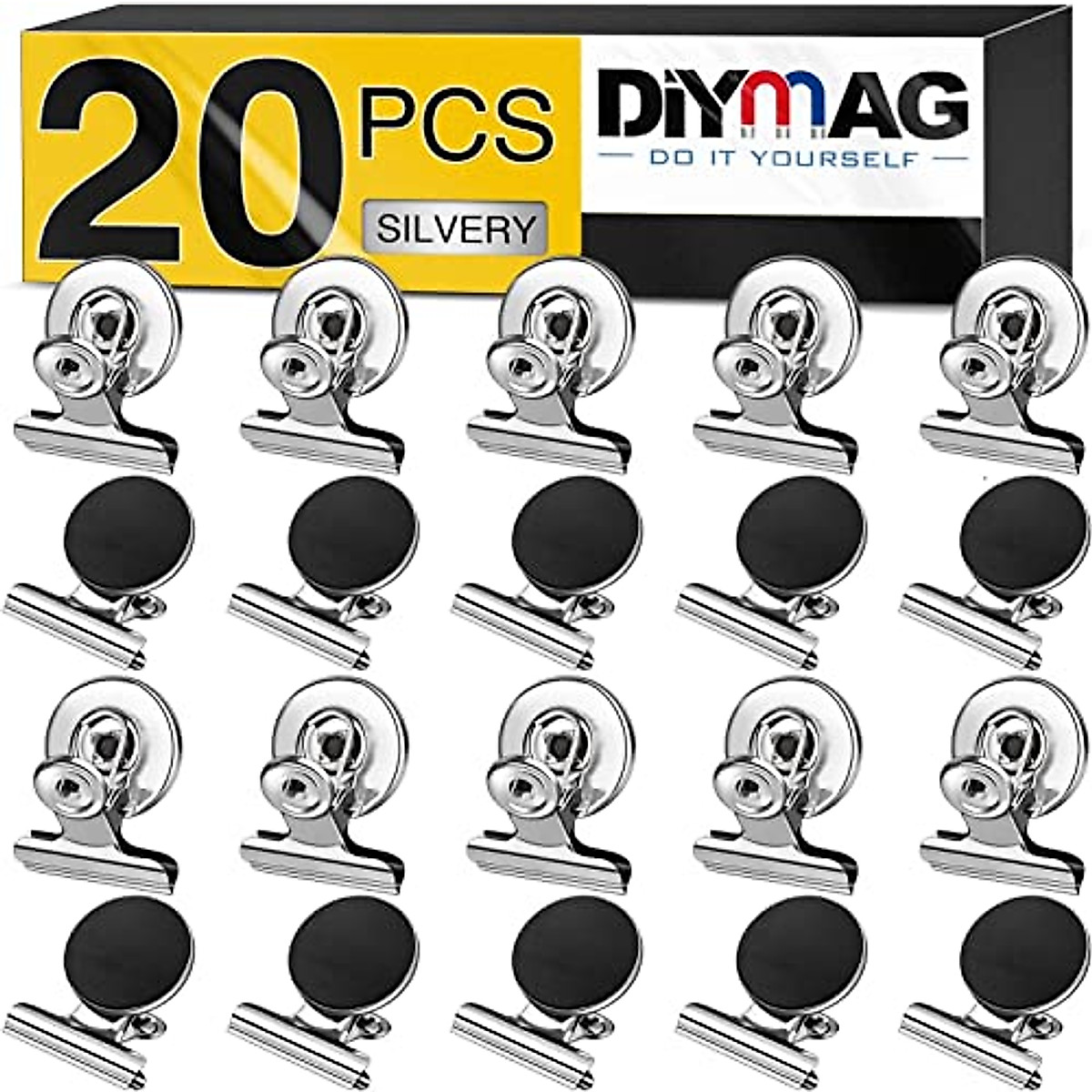 DIYMAG Fridge Magnet,Refrigerator Magnets,Magnetic Clips Heavy Duty for Refrigerator, Fridge Magnets,Strong Magnets for Fridge,Whiteboard,Office, Locker,Classroom(Silver, 20PCS)