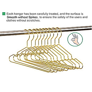 Amber Home 12Inch Gold Kids Baby Hangers 20Pack, Strong Metal Children Clothes Hangers for Closet, Space Saving Infant Hanger for Toddler Coats Pants (Gold, 20)