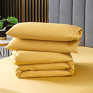 JamRest Duvet Cover Twin Size Zipper Closure (68"x90"), Ultra Soft Breathable Microfiber Comforter Cover, Luxury Hotel Bedding 3pcs Set (1 Duvet Cover & 2 Pillowcases), Yellow