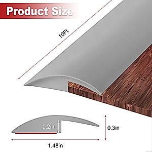 10Ft Carpet Floor Transition Strip, Self Adhesive Floor Edging Trim Strip, PVC Threshold Cover for Doorway, Floor Divider Strip Suitable for Threshold Transitions with a Height Less Than 5 mm - Gray
