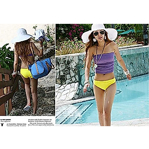 Women Wide Brim Straw Hat Travel Foldable Cap Sun Hat Summer Beach Sun Hat Holiday Swim Garden Straw Hat (White)