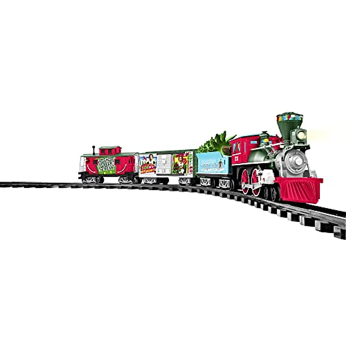 Lionel Battery-Operated Elf Toy Train Set with Locomotive, Train Cars, Track & Remote with Authentic Train Sounds, & Lights for Kids 4+