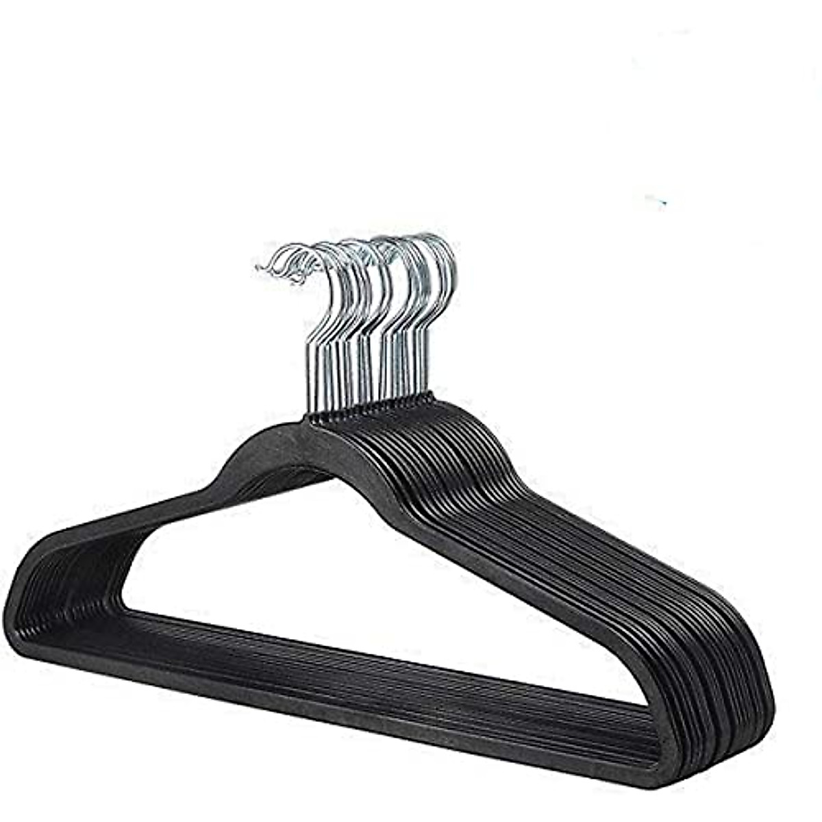 Only Hangers No Flock Space Saving Hangers, Black, Set of 20