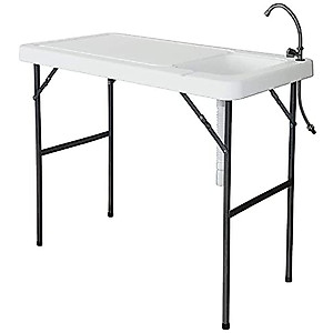 9TRADING Portable Camping Folding Fish Cutting Table Sink Faucet Durable Outdoor Garden