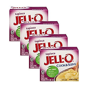 Jell-O, Cook & Serve, Tapioca Pudding & Pie Filling, 3oz Box (Pack of 4)
