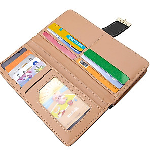 Create idea Black Women Long Leaf Bifold Wallet Purse Clutch Card Holder Synthetic Material Leaf-shaped Metal Pendant Purse