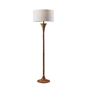 Adesso 1601-12 Rebecca Floor Lamp Natural Rubberwood with Antique Brass Accent