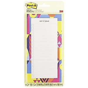 Post-it Super Sticky Printed Note Pads with Magnet, Watercolor, 8x4 in (BC-LIST-WTRCLR )
