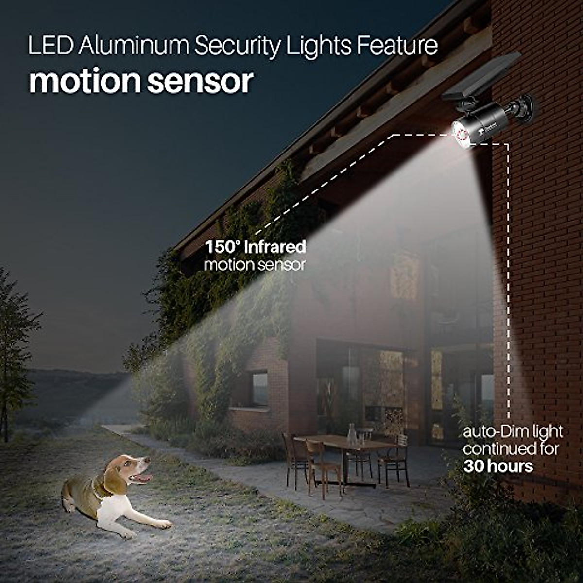 DrawGreen Solar Motion Sensor Light Outdoor of 2, 1400-Lumen 9-Watt(110W Equ.) LED Spotlight, Aluminum Solar Flood Security Emergency Lights for Driveway Patio Garden, 100-Week 100% Free Replacement