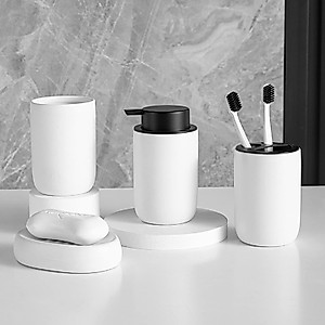 Foaming Soap Dispenser Thick Ceramic Foam Hand Soap Dispenser for Bathroom or Kitchen Sink, Liquid Pump Bottles for Hand soap, Body Wash, 2 Pack White