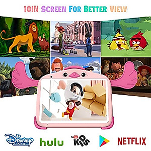 Kids Tablet 10 inch Tablet for Kids with Case Included, Android Toddler Tablet for Toddlers with WiFi 2.0MP+5.0MP Dual Camera IPS Screen Parental Control YouTube Netflix, 2GB 32GB Kids Learning Tablet