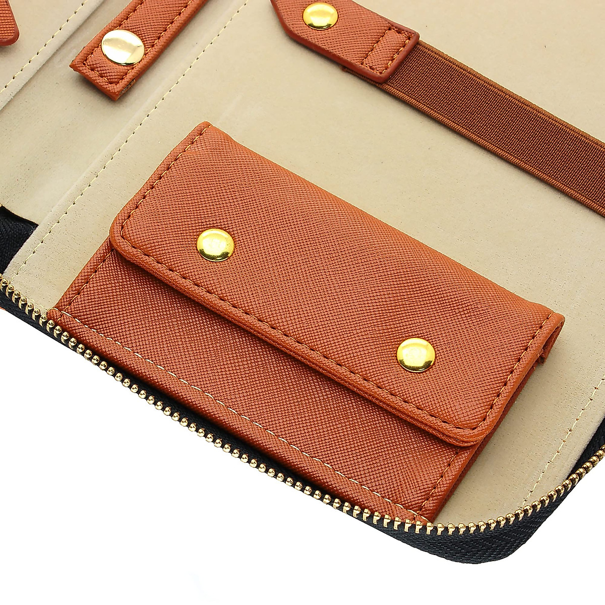 UTILE Tie PU Leather Storage Case for Travel – Holder for Mens Ties, Necktie, Bow Tie, Tie Bar and Cufflinks (17.3 x 6.7 x 1.6 Inches) (Brown, 1 Unit)