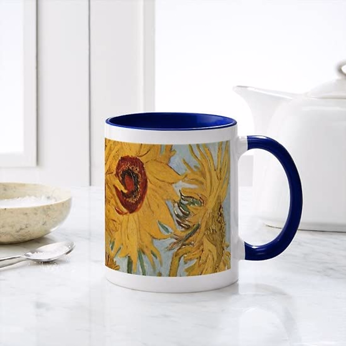 CafePress Van Gogh Sunflowers Wraparound Mug Ceramic Coffee Mug, Tea Cup 11 oz