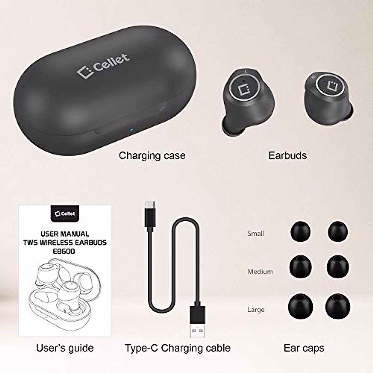 Wireless V5 Bluetooth Earbuds Compatible with LG G Pad 10.1 with Charging case for in Ear Headphones. (V5.0 Black)